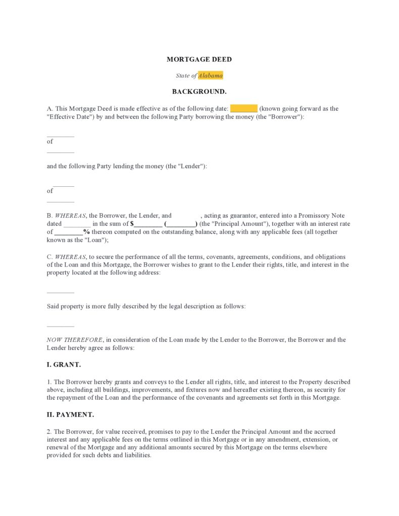 46 Great Mortgage Deed & Mortgage Agreement Samples [Free]