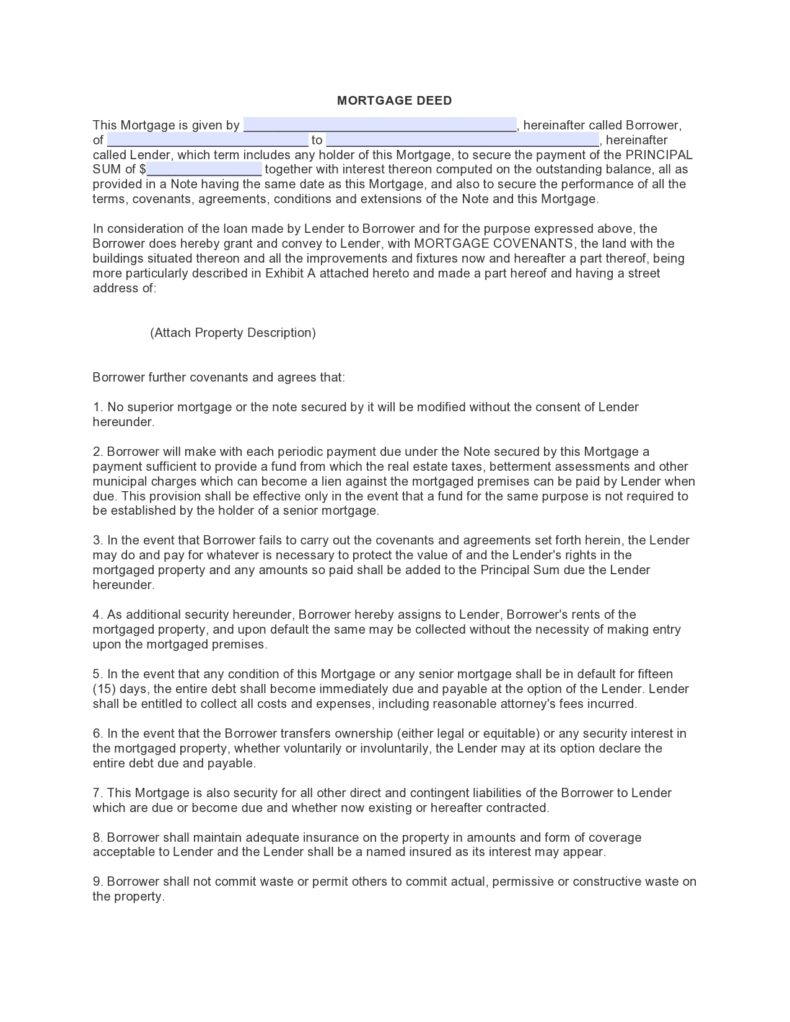 46 Great Mortgage Deed & Mortgage Agreement Samples [Free]