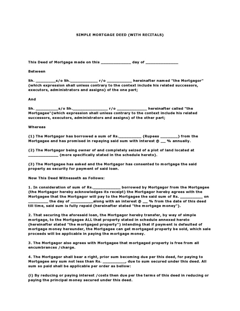 46 Great Mortgage Deed & Mortgage Agreement Samples [Free]