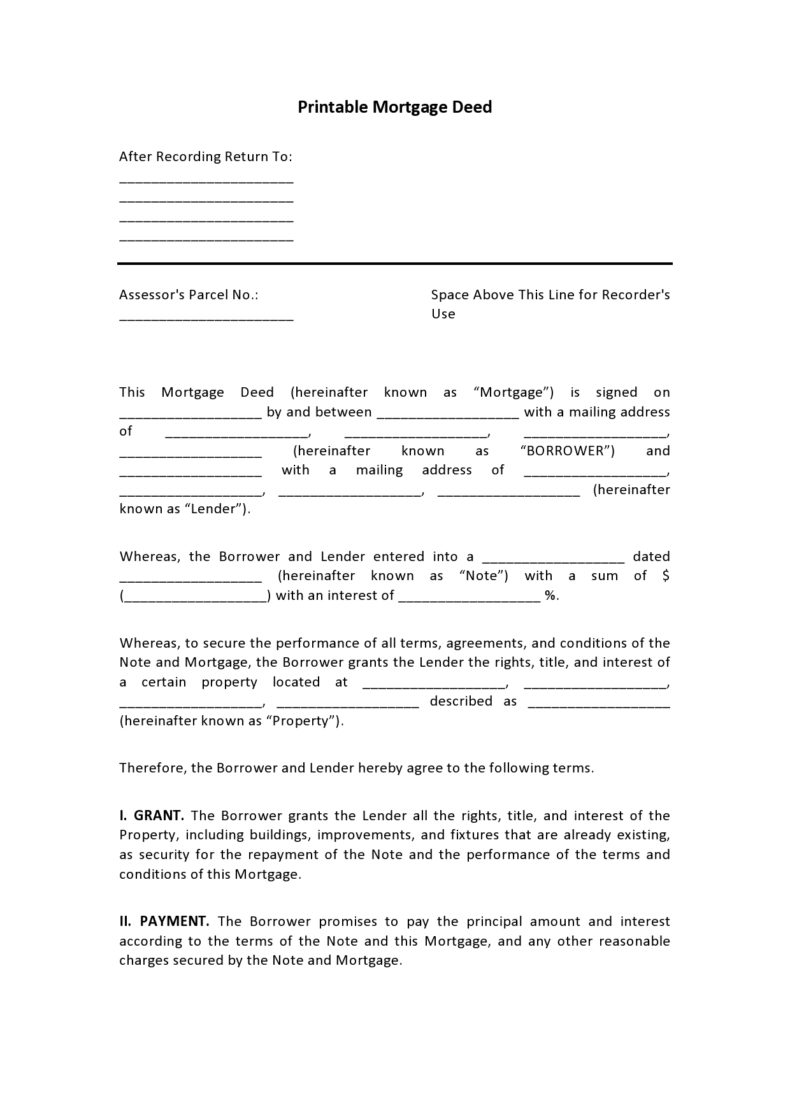 46 Great Mortgage Deed & Mortgage Agreement Samples [Free]