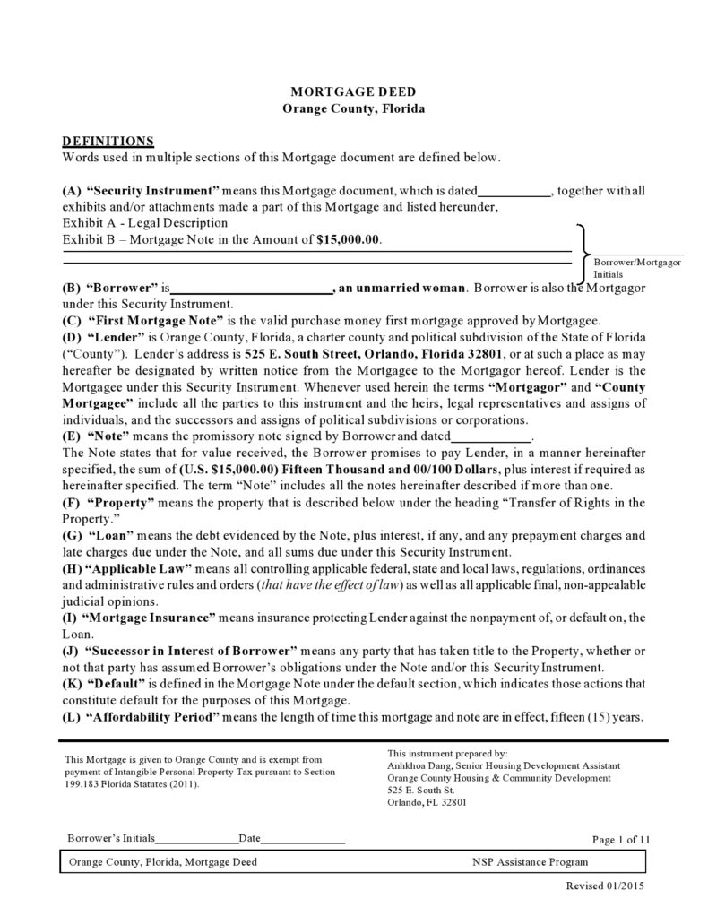 46 Great Mortgage Deed & Mortgage Agreement Samples [Free]