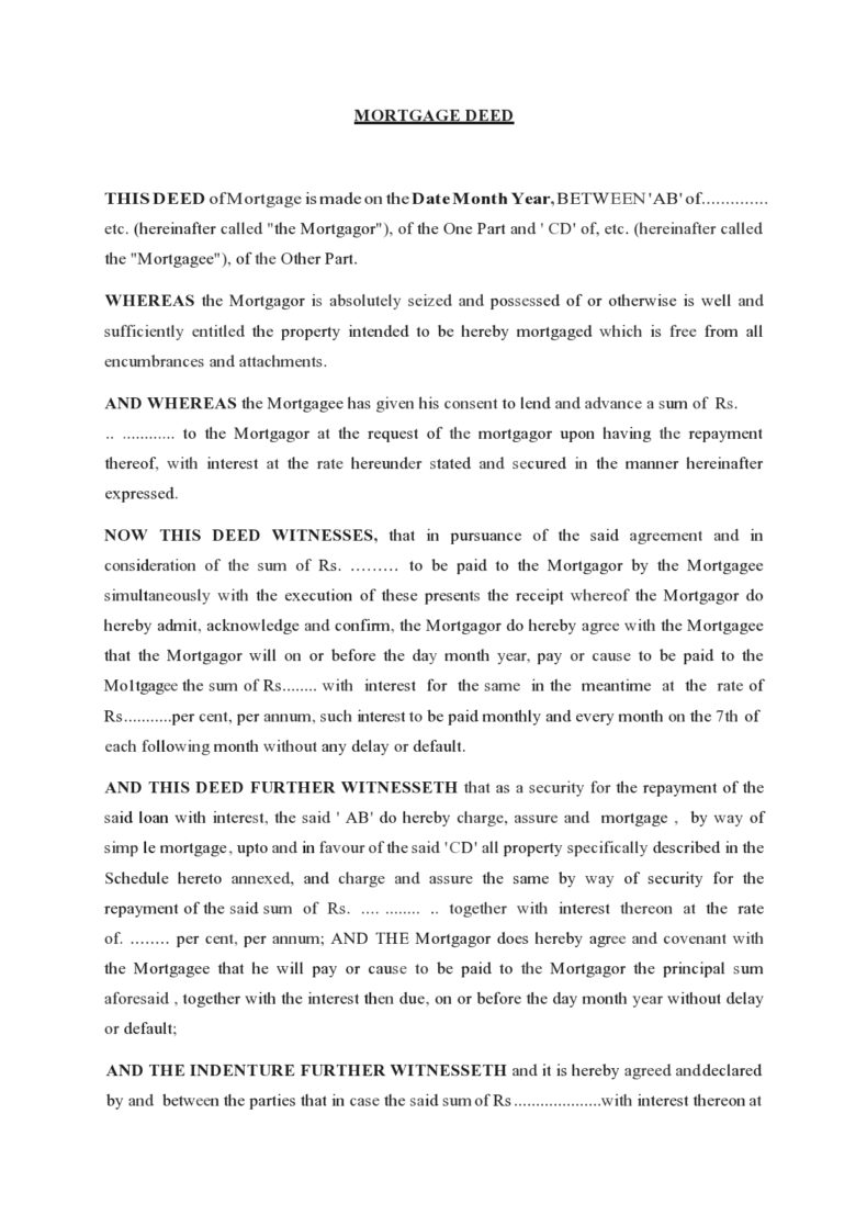 46 Great Mortgage Deed & Mortgage Agreement Samples [Free]