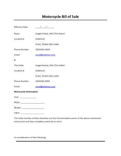 39 Free Motorcycle Bill of Sale Templates [Printable] ᐅ TemplateLab
