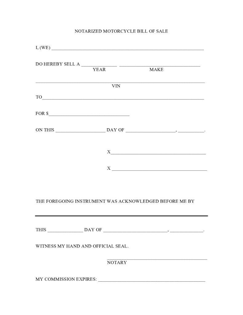 39 Free Motorcycle Bill of Sale Templates [Printable] ᐅ TemplateLab