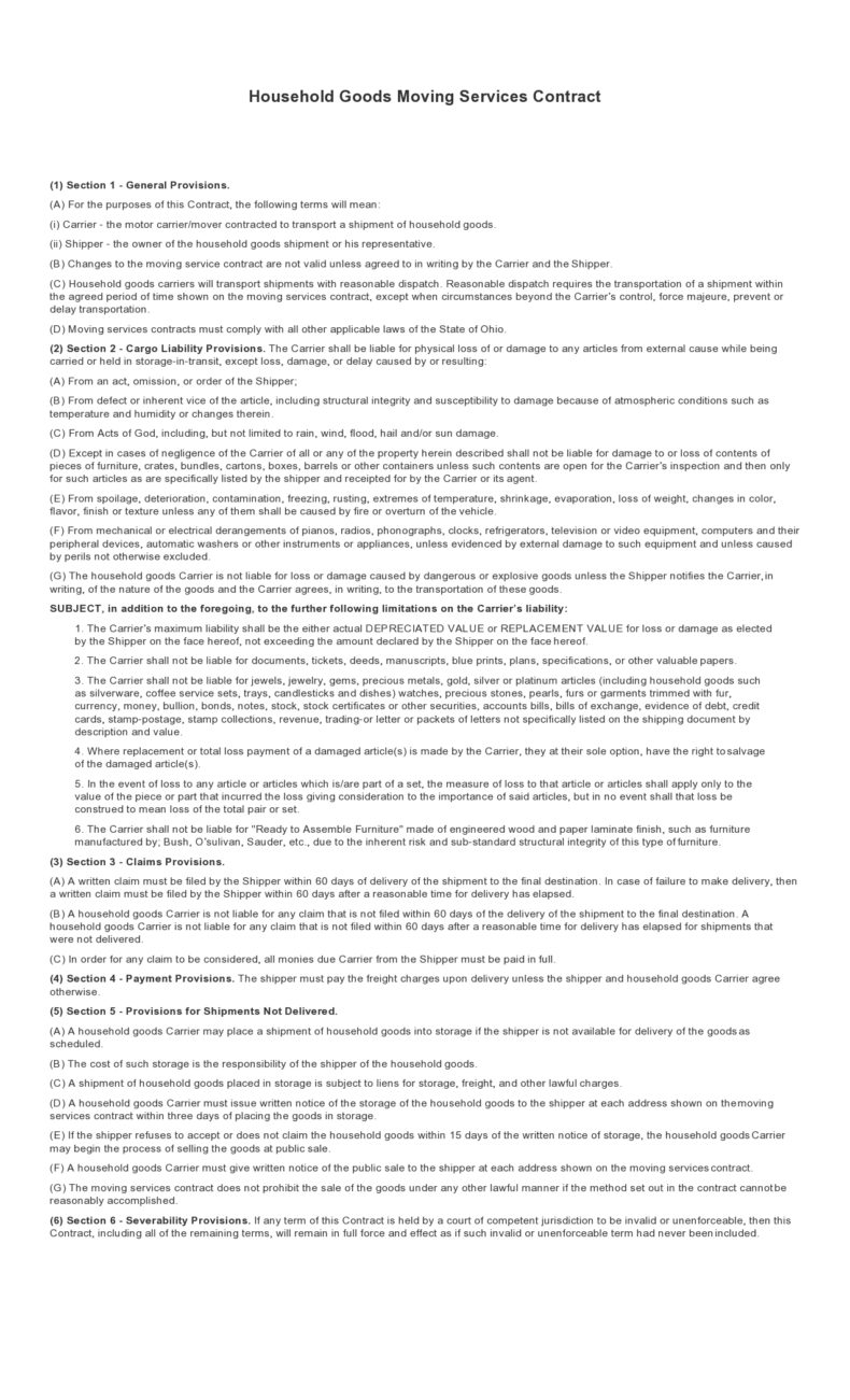 38 Perfect Moving Contract Templates [Free] ᐅ TemplateLab