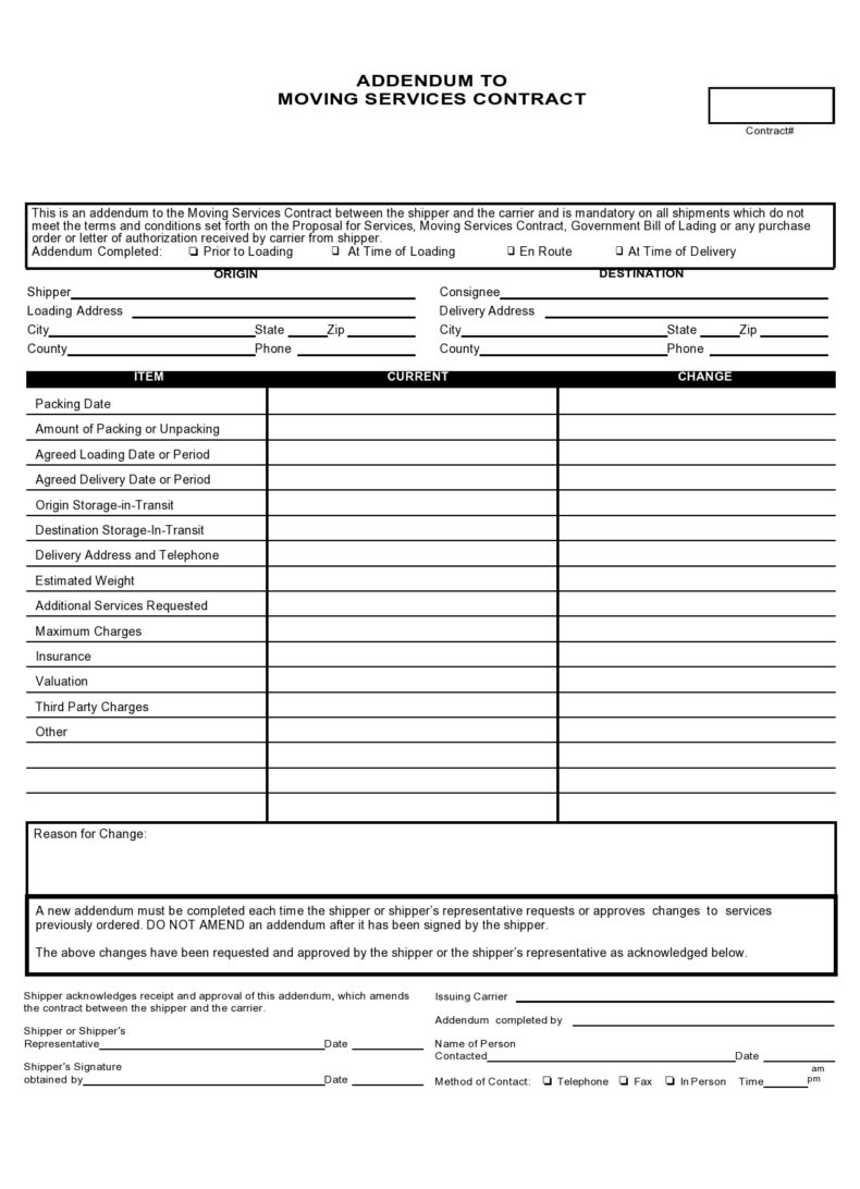 38 Perfect Moving Contract Templates [Free] ᐅ TemplateLab