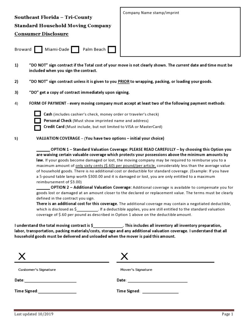 38 Perfect Moving Contract Templates [Free] ᐅ TemplateLab