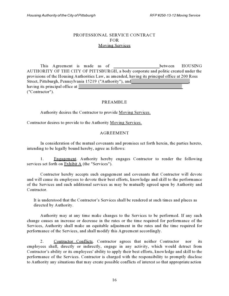 38 Perfect Moving Contract Templates [Free] ᐅ TemplateLab