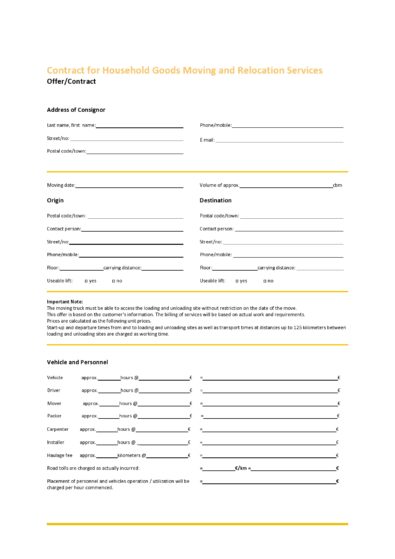 38 Perfect Moving Contract Templates [Free] ᐅ TemplateLab