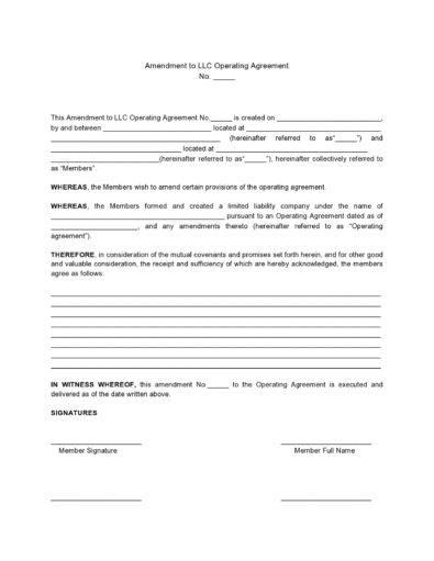 44 Free Operating Agreement Amendment Templates (& Forms) ᐅ TemplateLab