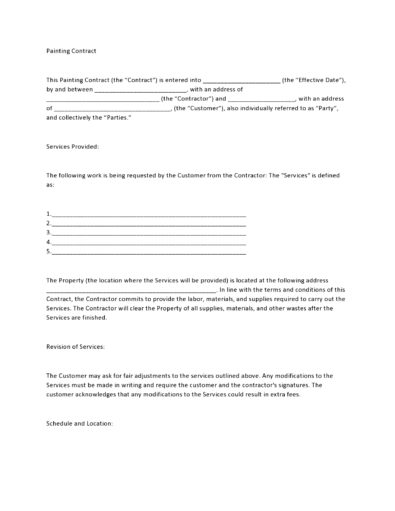 41 Free Painting Contract Templates [Word] ᐅ TemplateLab