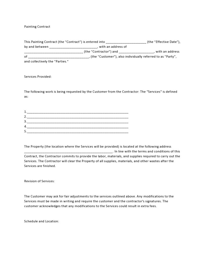 41 Free Painting Contract Templates [Word] ᐅ TemplateLab