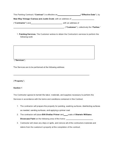 41 Free Painting Contract Templates [Word] ᐅ TemplateLab