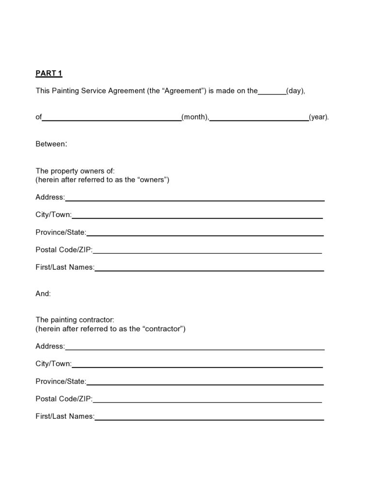 41 Free Painting Contract Templates [Word] ᐅ TemplateLab