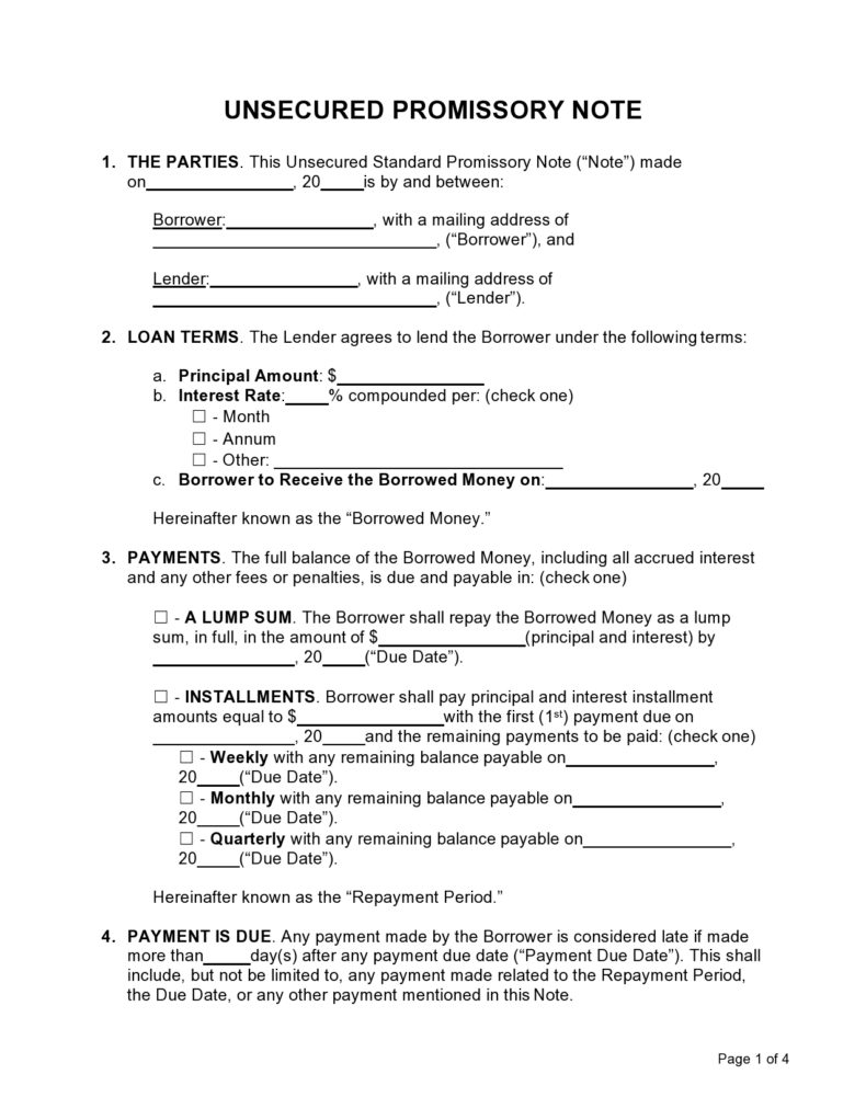50+ FREE Promissory Note Templates [Secured & Unsecured ]