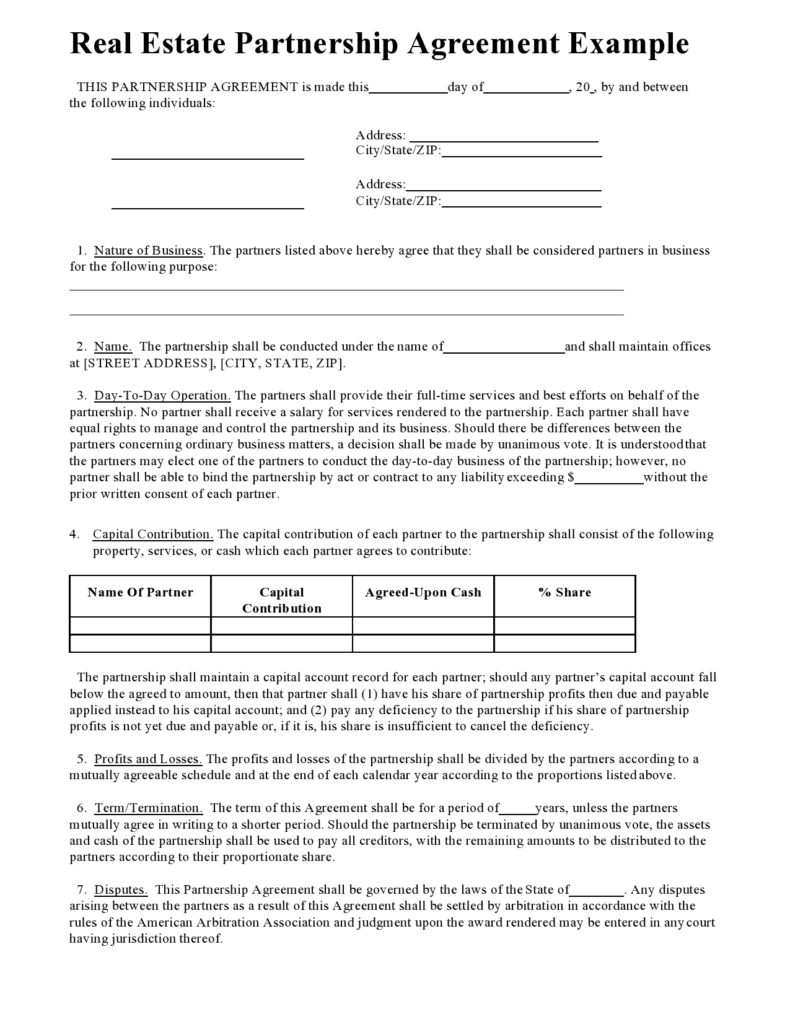 30 Best Real Estate Partnership Agreement Templates [Word]
