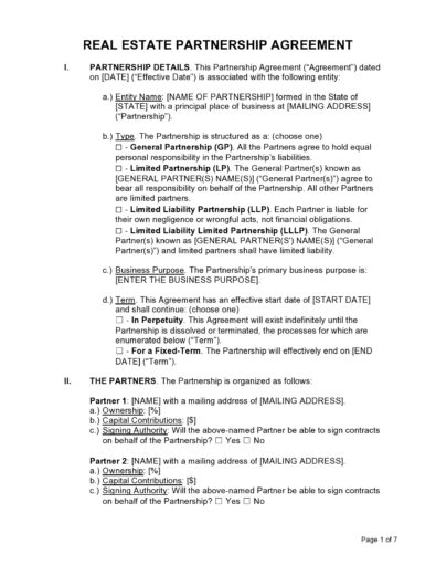 30 Best Real Estate Partnership Agreement Templates [Word]