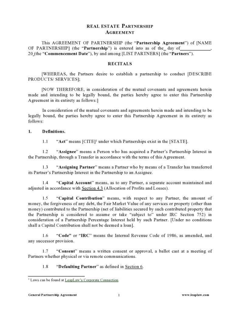 30 Best Real Estate Partnership Agreement Templates [Word]