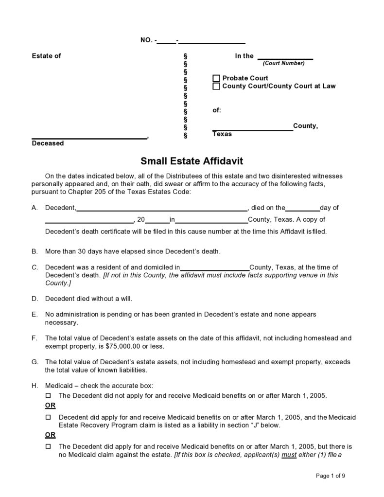 44 Useful Small Estate Affidavit Forms [Printable & Free]