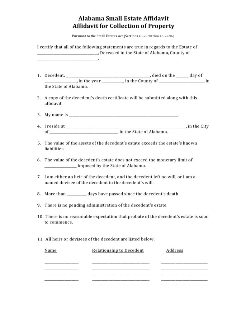 44 Useful Small Estate Affidavit Forms [Printable & Free]