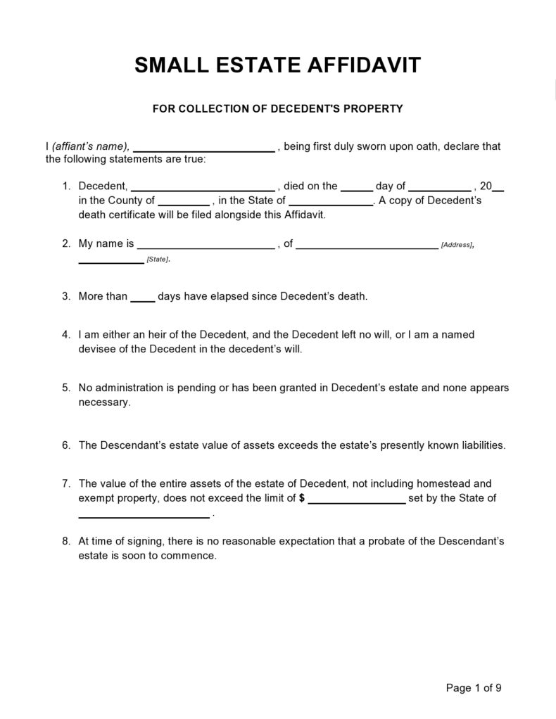 44 Useful Small Estate Affidavit Forms [Printable & Free]