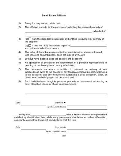 44 Useful Small Estate Affidavit Forms [Printable & Free]