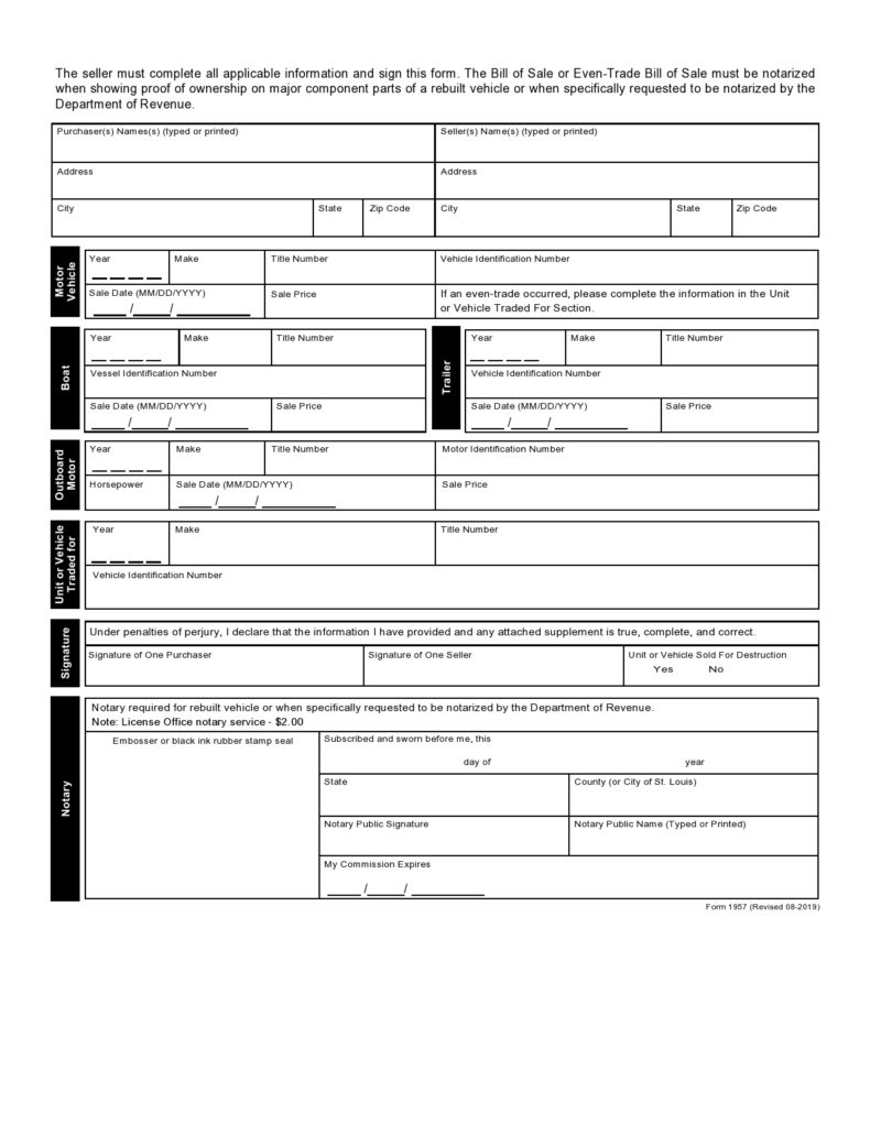 38 Printable Trailer Bill of Sale Templates [Word] - TemplateLab