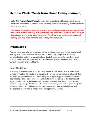 46 Effective Work from Home Policy Templates ᐅ TemplateLab
