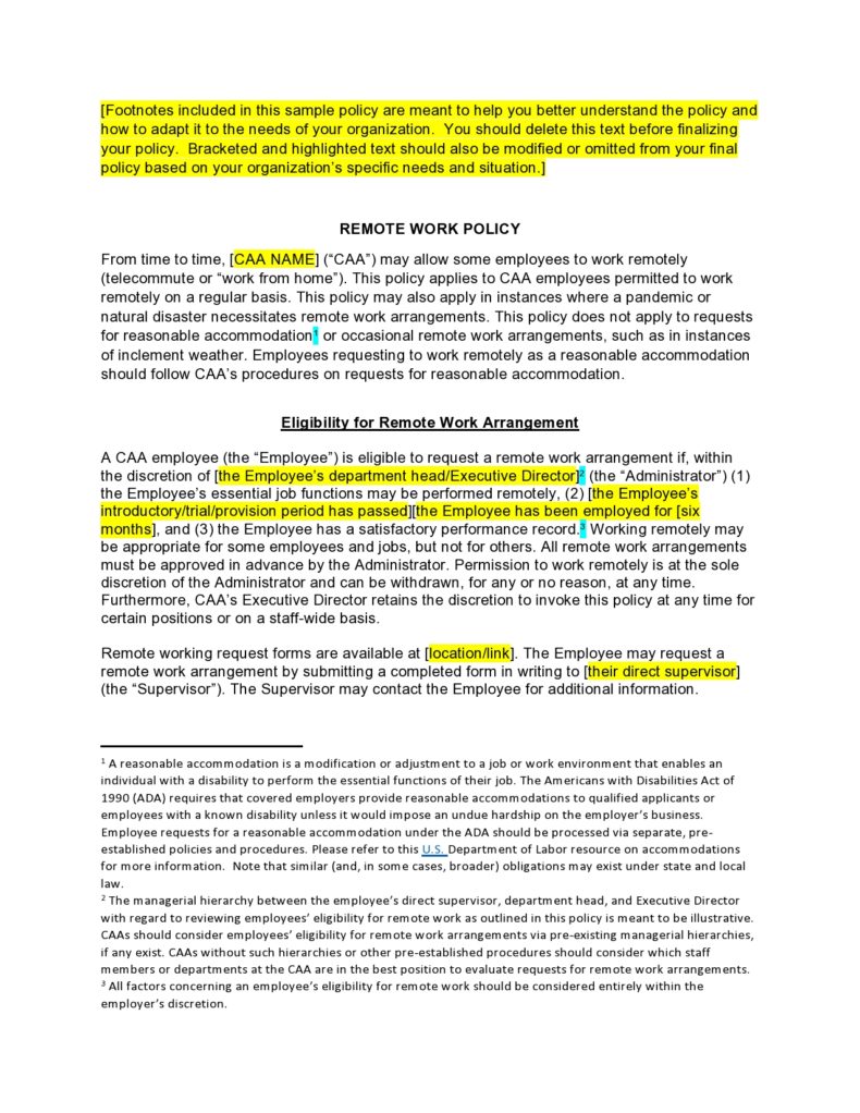 46 Effective Work from Home Policy Templates ᐅ TemplateLab
