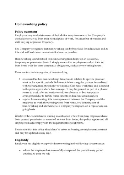 46 Effective Work from Home Policy Templates ᐅ TemplateLab