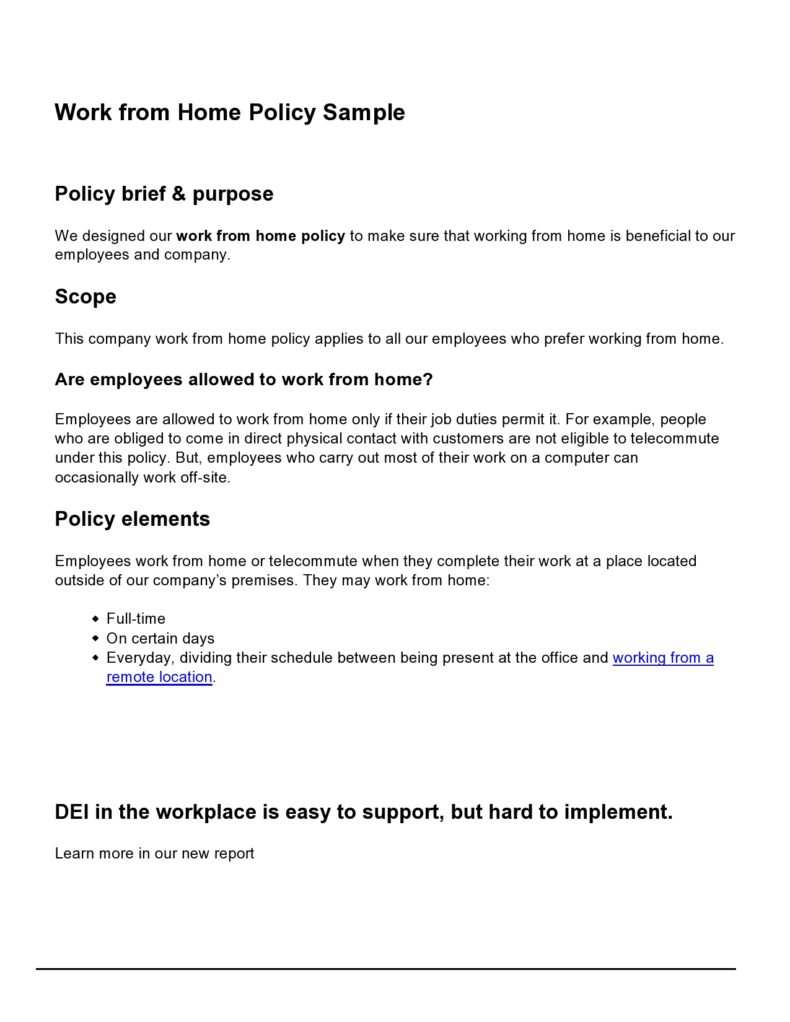 46 Effective Work from Home Policy Templates ᐅ TemplateLab