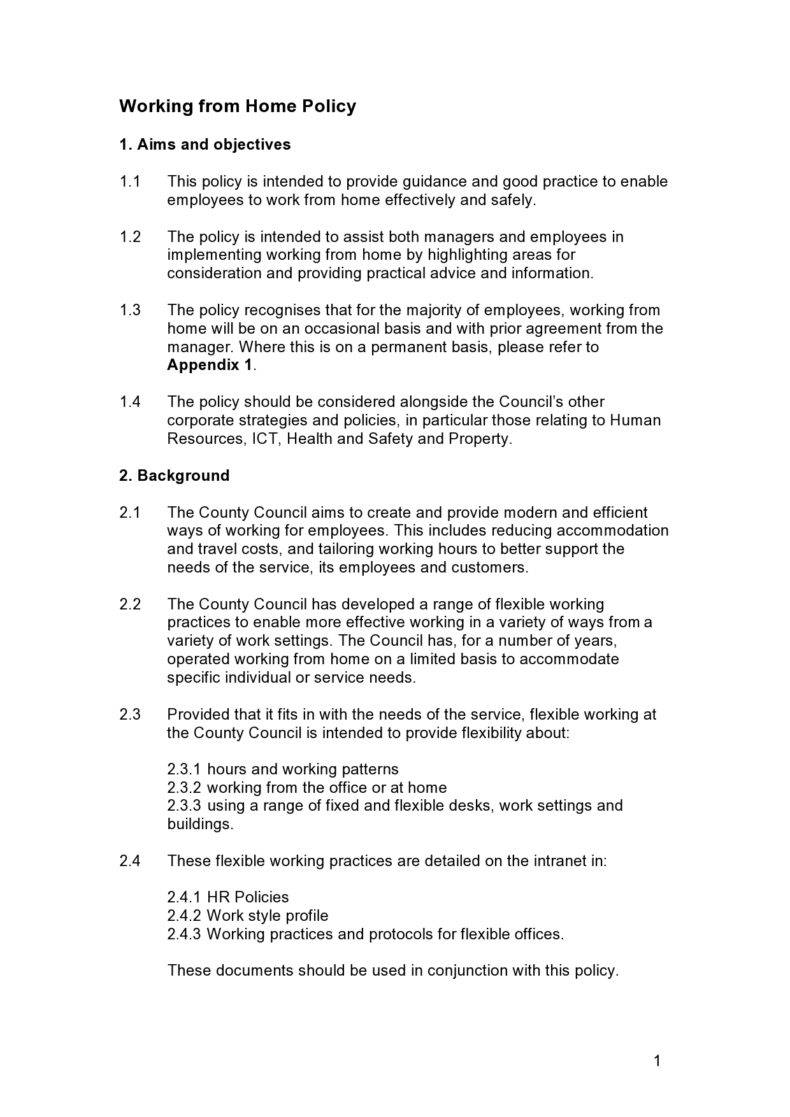 46 Effective Work from Home Policy Templates ᐅ TemplateLab