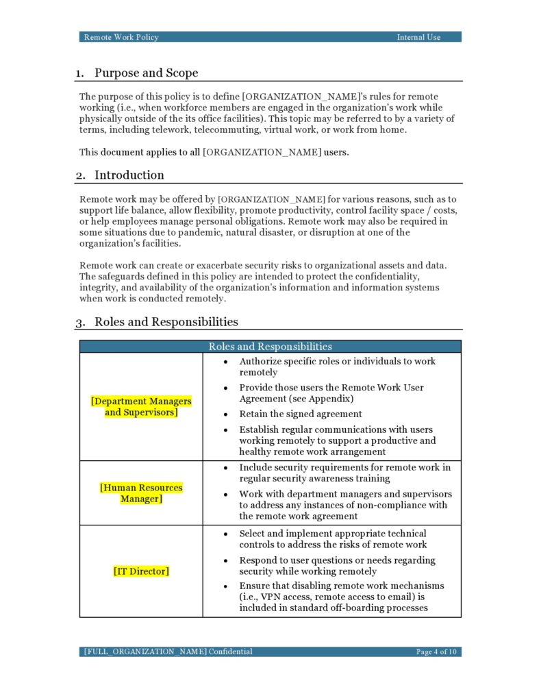 46 Effective Work from Home Policy Templates ᐅ TemplateLab