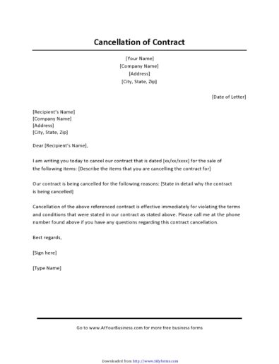 50 Best Contract Termination Letter Samples [+Templates] ᐅ TemplateLab
