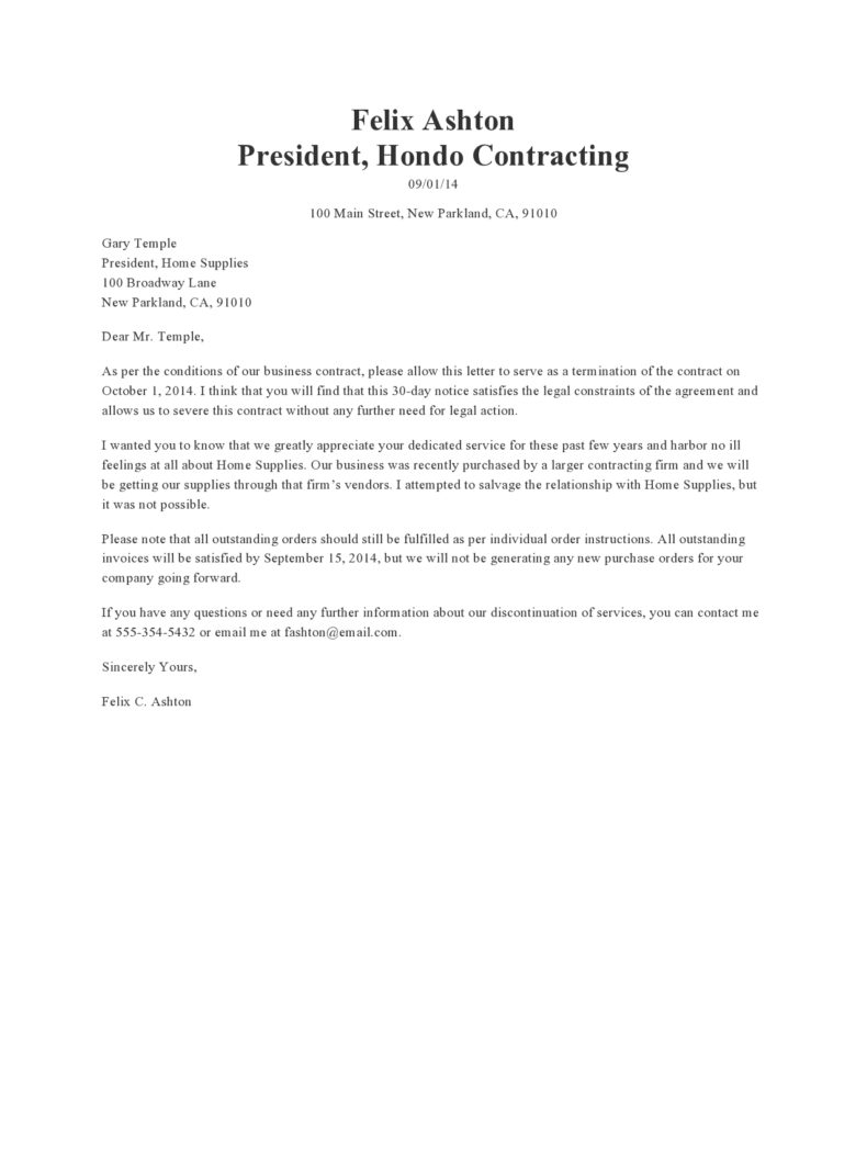 50 Best Contract Termination Letter Samples [+Templates] ᐅ TemplateLab