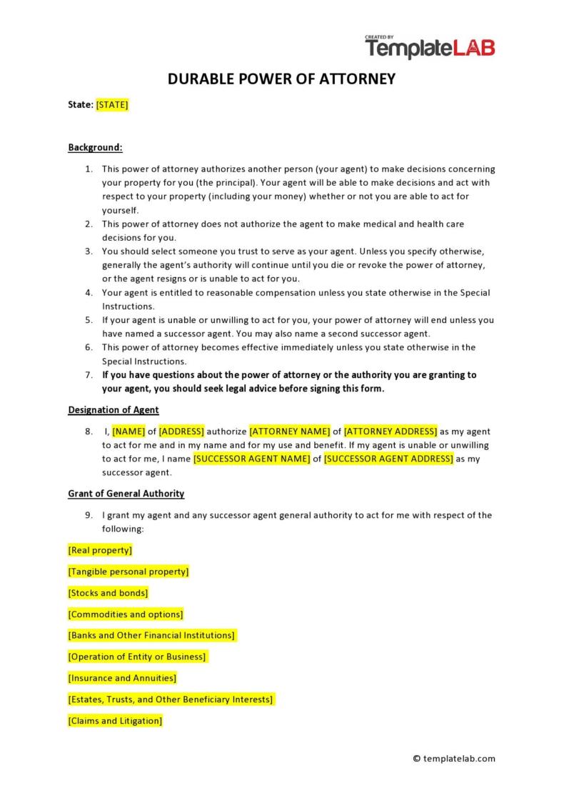 41 Best Durable Power of Attorney Templates & Forms [Free]