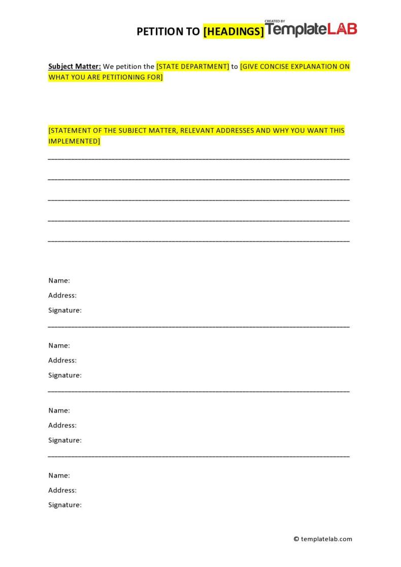 30 Petition Templates + How To Write Petition Guide