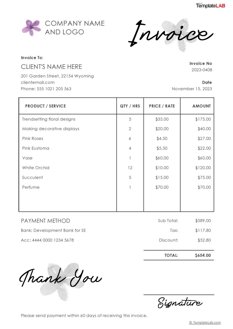 15 Printable & Free Invoice Templates (Excel, Doc, PDF)