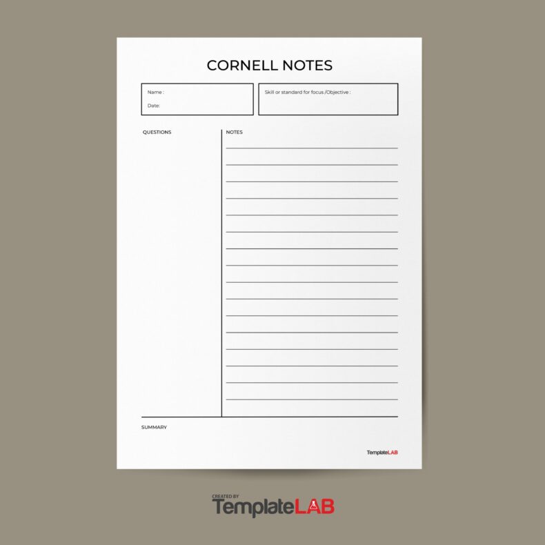 16 Printable Cornell Notes Templates [Word, Excel, PDF]