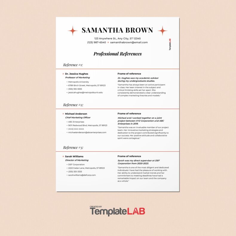 40 Professional Reference Page / Sheet Templates ᐅ TemplateLab