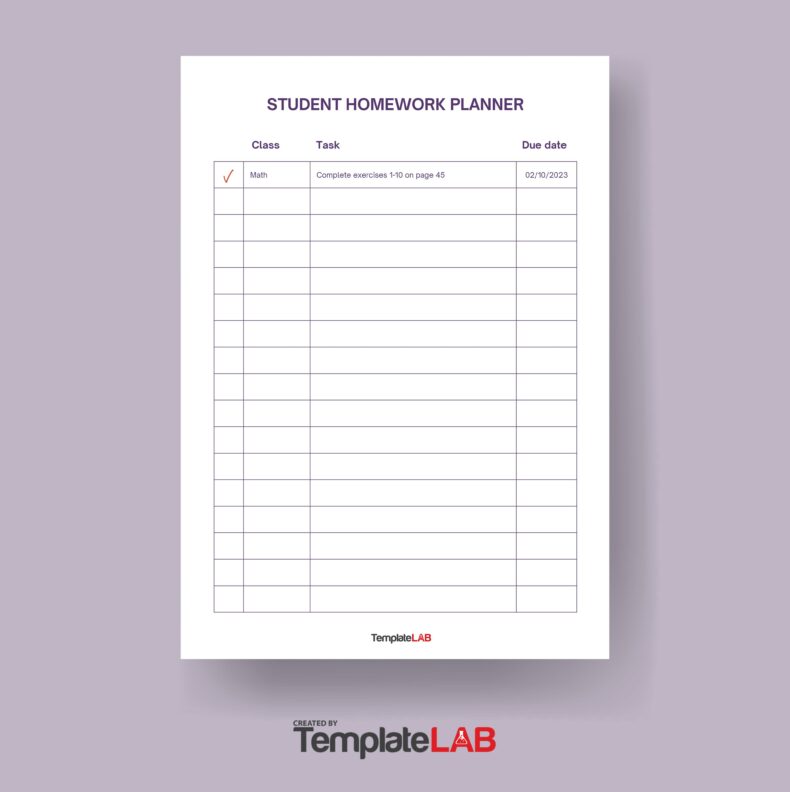15 Printable Homework Planners (PDF, Word, Excel) ᐅ TemplateLab
