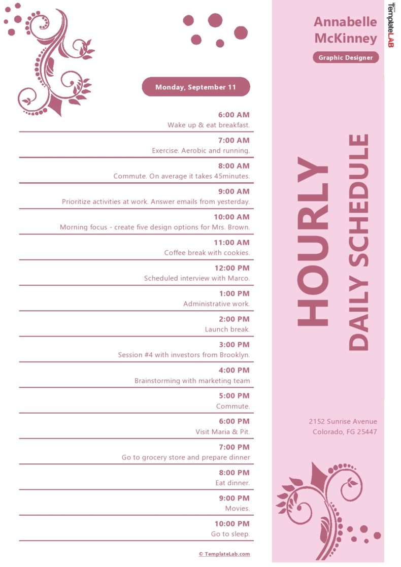 43 Effective Hourly Schedule Templates (Excel, Word, PDF) ᐅ TemplateLab