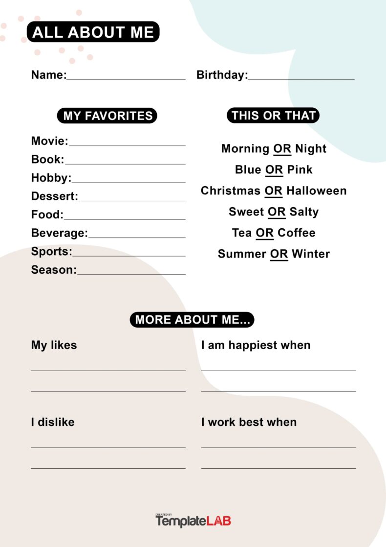 19 Printable All About Me Templates (FREE) ᐅ TemplateLab