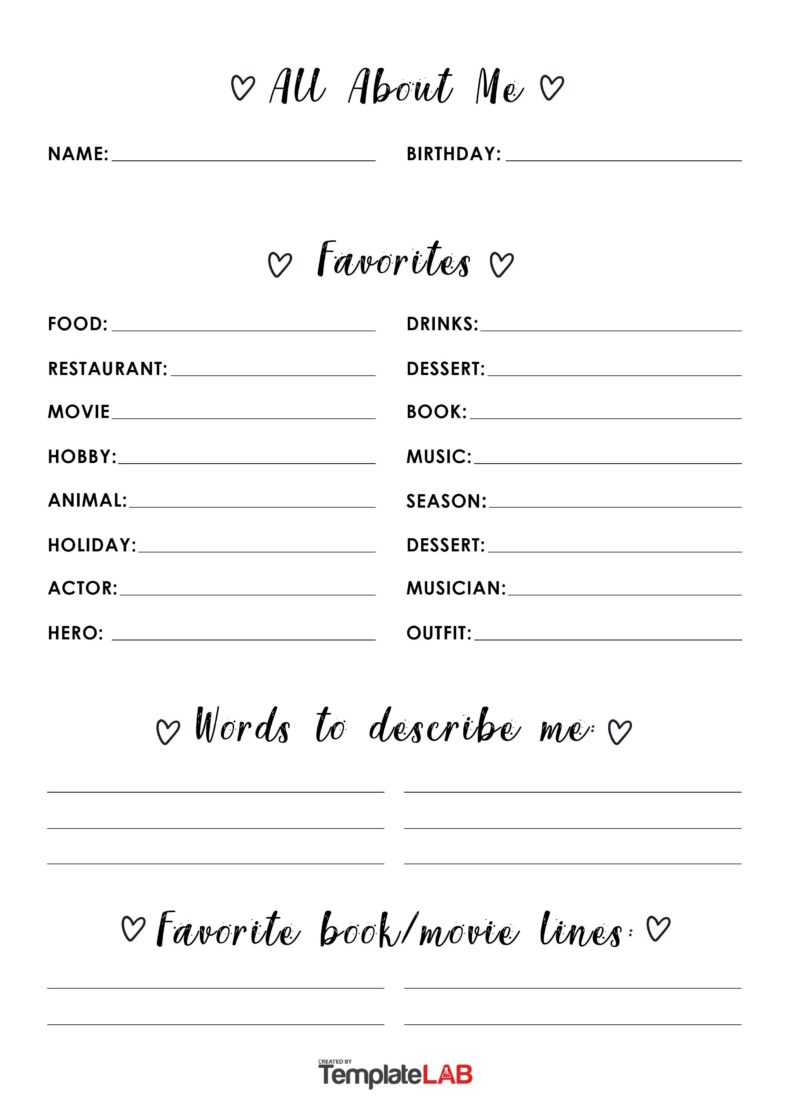 19 Printable All About Me Templates (FREE) ᐅ TemplateLab