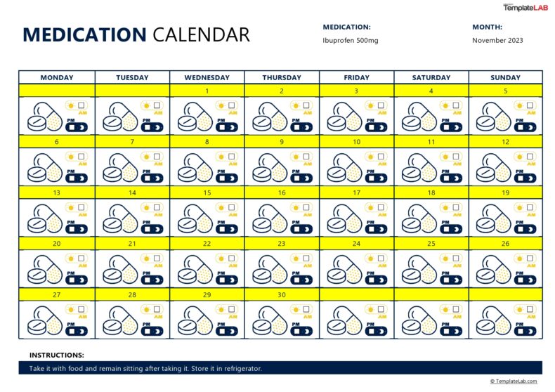 40 Great Medication Schedule Templates (+Medication Calendars)