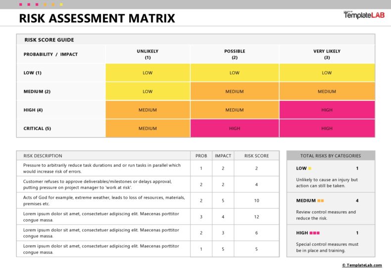 42 Handy Risk Matrix Templates (Excel / Word) ᐅ TemplateLab