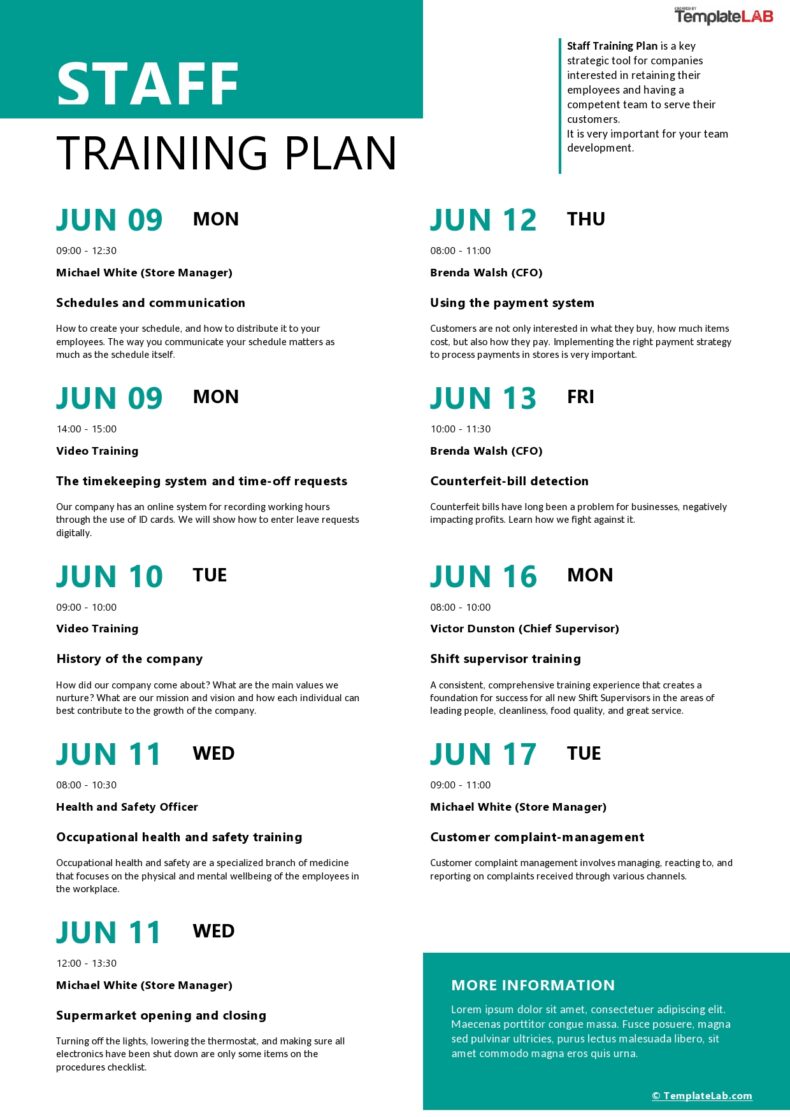 45 Employee Training Plan Templates (Word, Excel, PDF) ᐅ TemplateLab