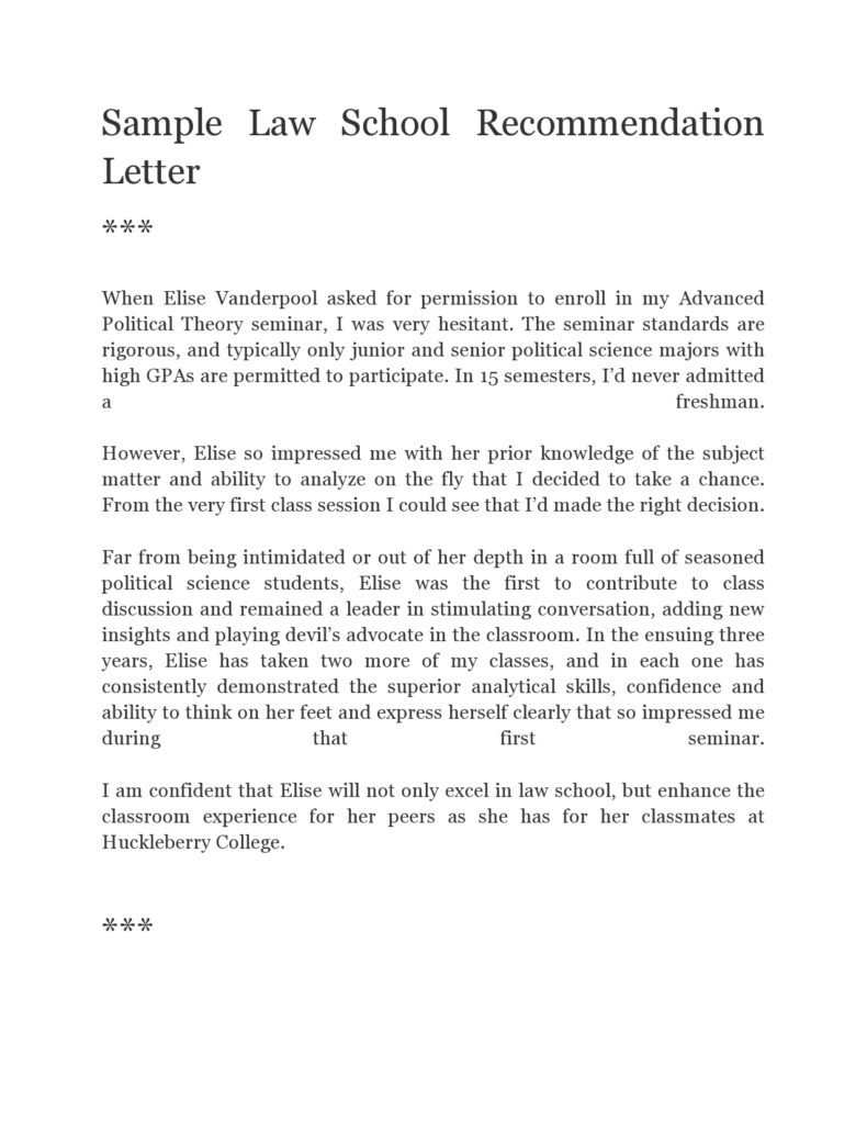 40 Law School Letter of Recommendation Samples [BEST Only]