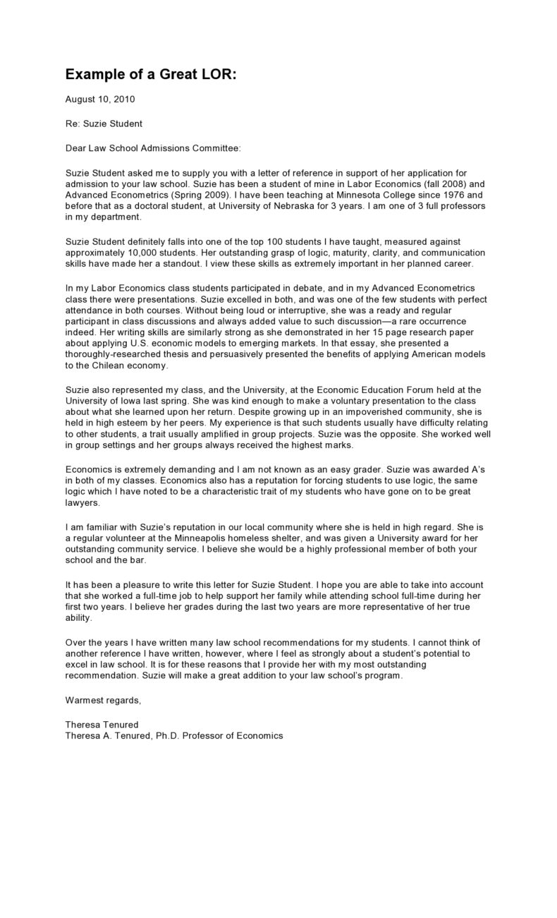 40 Law School Letter of Recommendation Samples [BEST Only]
