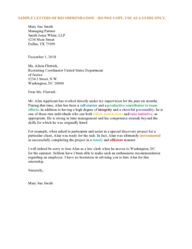 40 Law School Letter of Recommendation Samples [BEST Only]